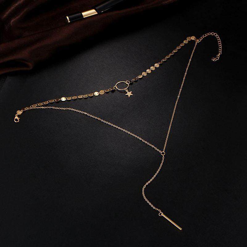 Vintage Casual Gold Sequins Long Tassel Star Choker Fashion Charm ...
