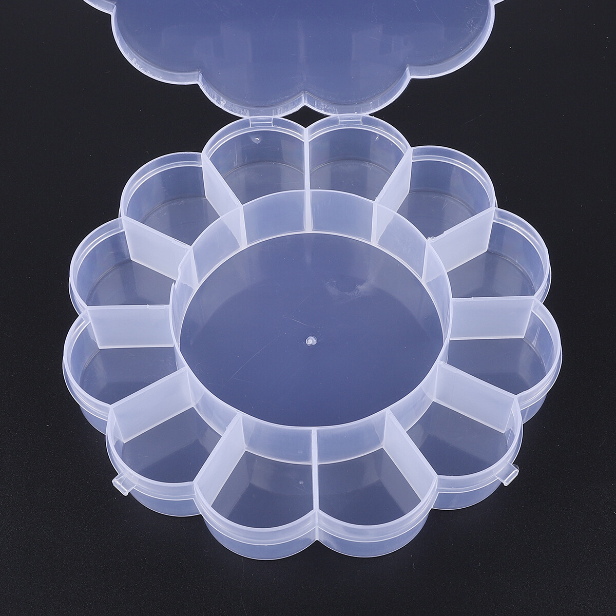 Round 15*2.5cm Organizer Storage Beads Box Plastic Jewelry Adjustable ...