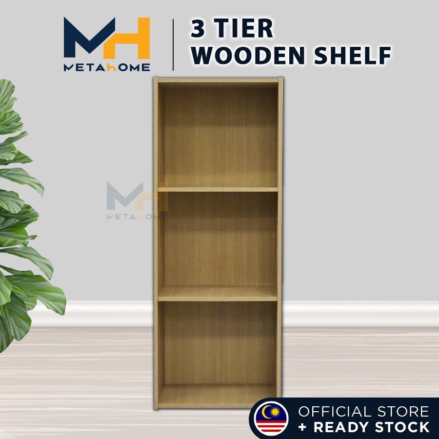 3 Tier Bookshelf Multipurpose Shelf Rak Buku 3 Tingkat Wooden Shelf ...