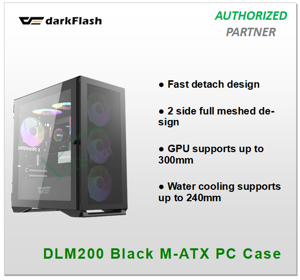 DarkFlash DLM200 Black M-ATX PC Case | Lazada