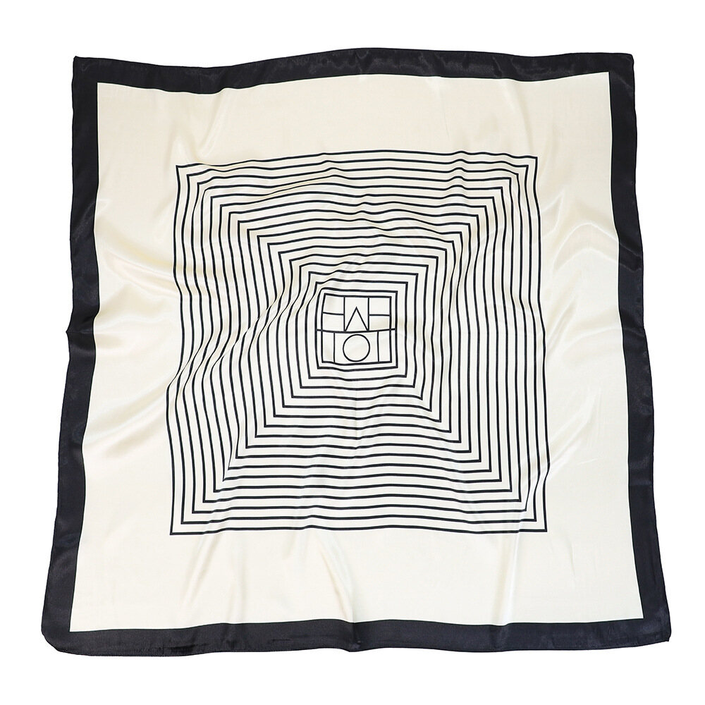 OM Printed Silk Scarf Striped Wild Silk Scarf Women's Casual Headscarf ...
