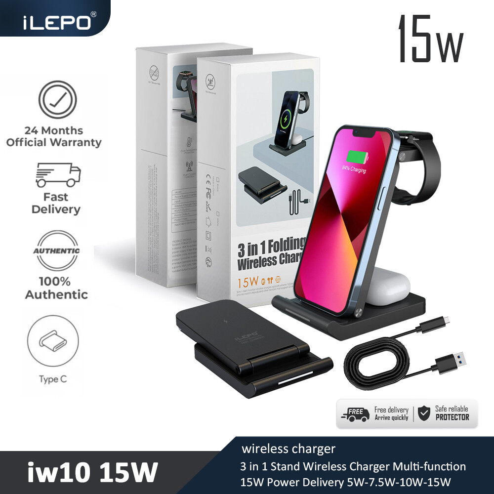 iLEPO Wireless Charger, iPhone Charger 3 in 1 Wireless Charging 5W/7.5W ...