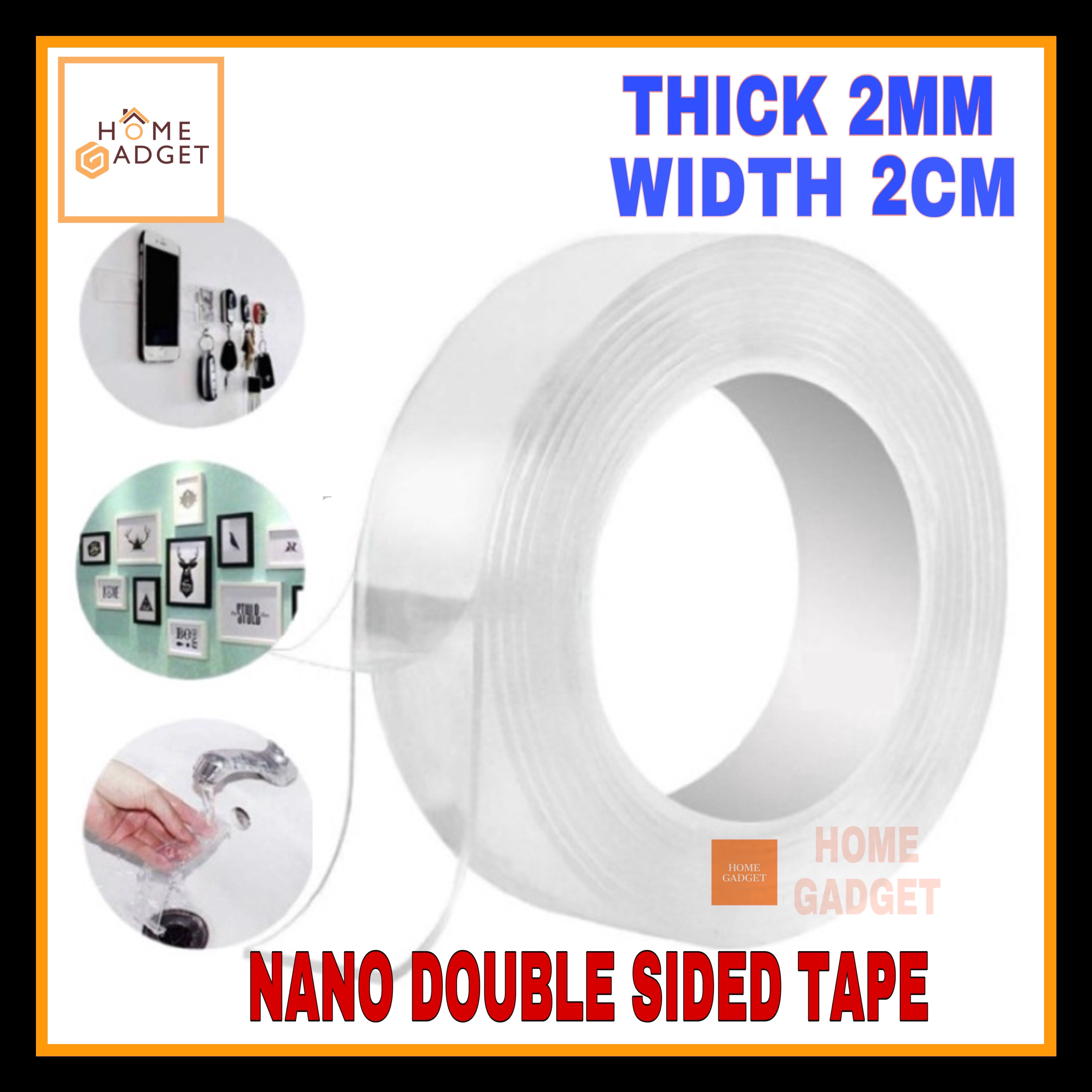Nano Tape Traceless Washable Adhesive Double Sided Reusable Clear ...