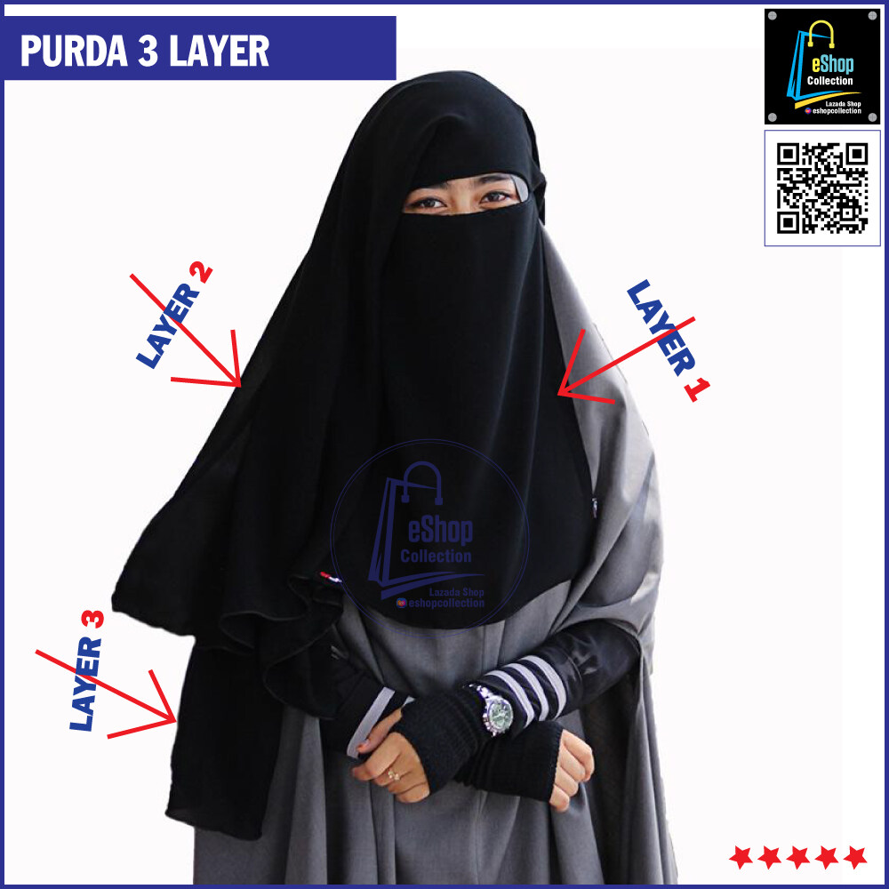 PURDAH NIKAH 1 LAYER 2 LAYER 3 LAYER PURDAH HITAM PURDAH | Lazada