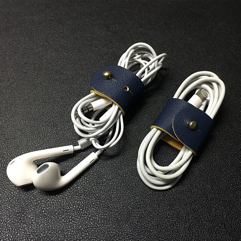 3pcs PU Leather Buckle Cable Winder Cable Wire Organizer Headphone Cord ...