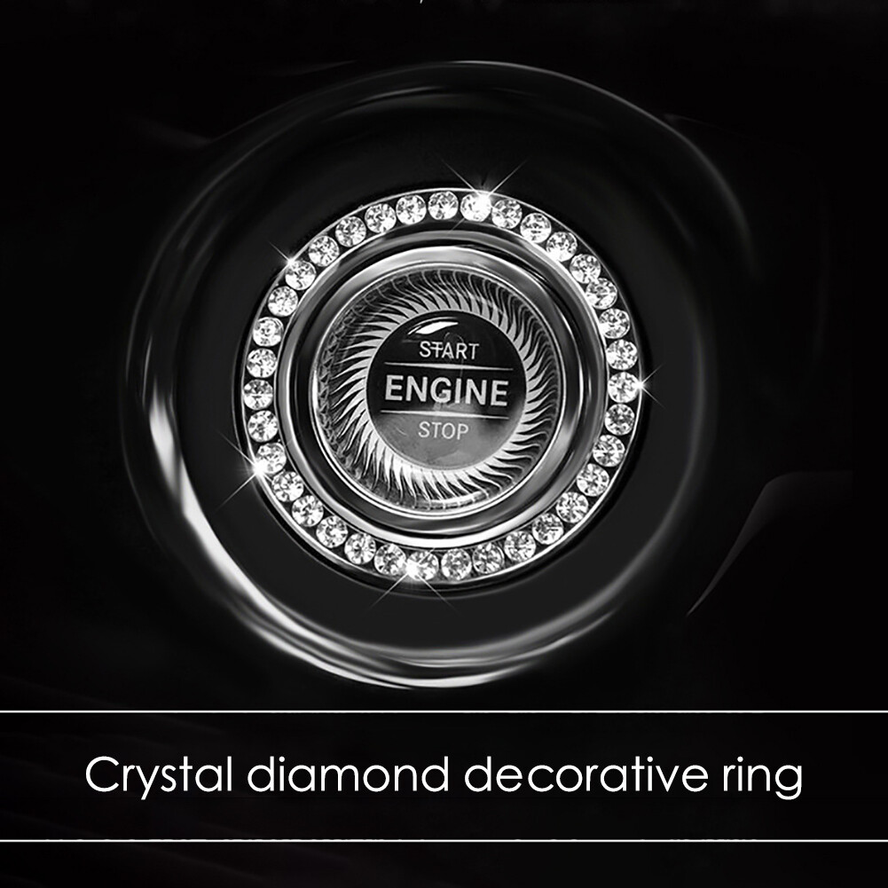 Crystal Rhinestone Car Bling Ring Emblem Sticker Car Interior ...