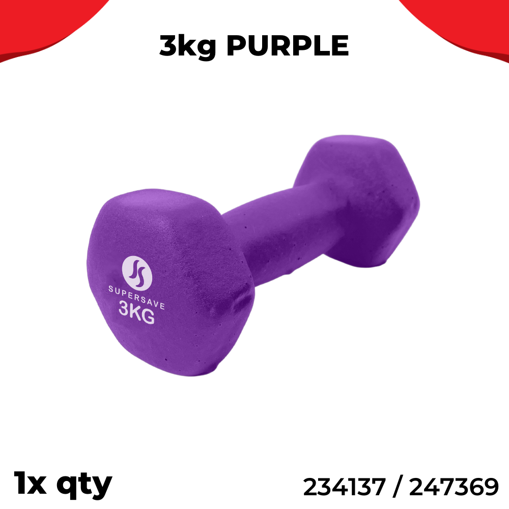 SUPERSAVE 3kg Dumbell Hexagon Dumbbell Fitness Exercise Home Weight ...
