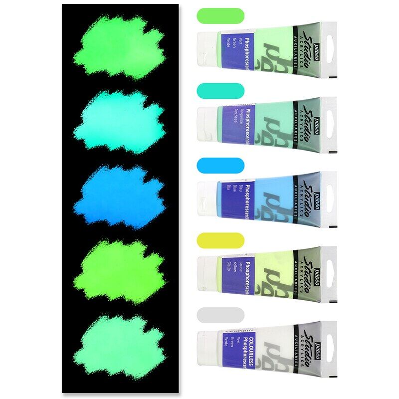 Pebeo 100ML Acrylic Paint Glow in the Dark Glowing Paints Luminous ...