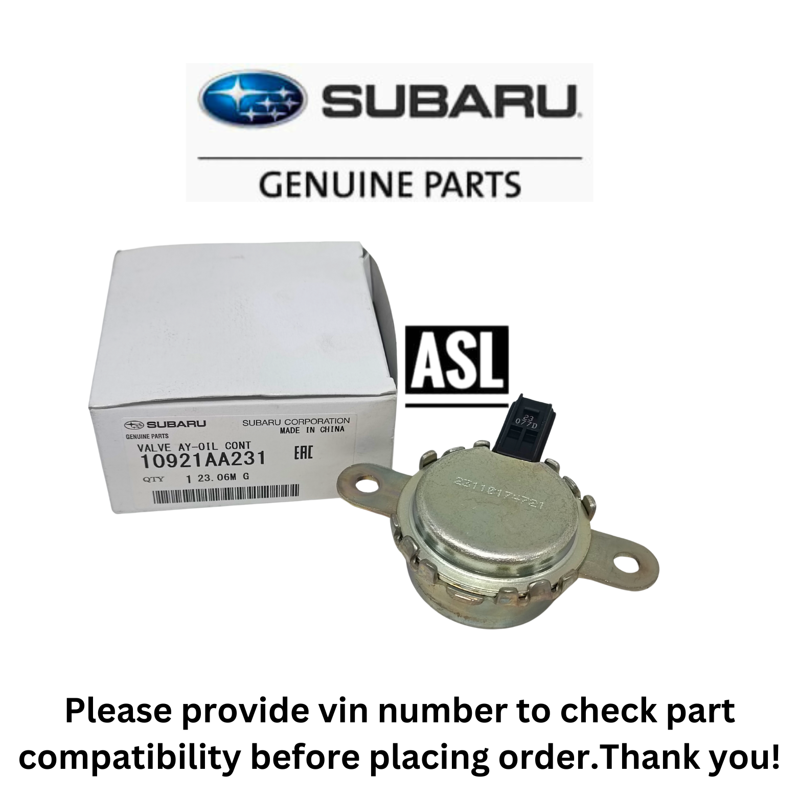 Genuine Subaru Variable Valve Timing Oil Control Solenoid 10921AA231 XV ...