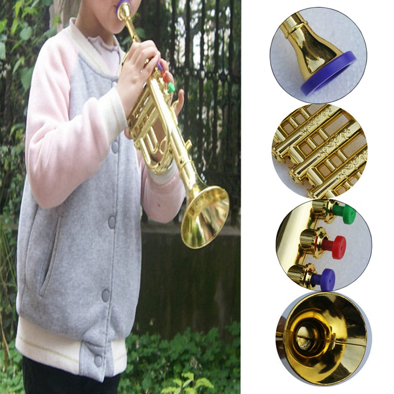 Kids Plastic Trumpet with 3 Colored Keys for Early Developmental Music ...