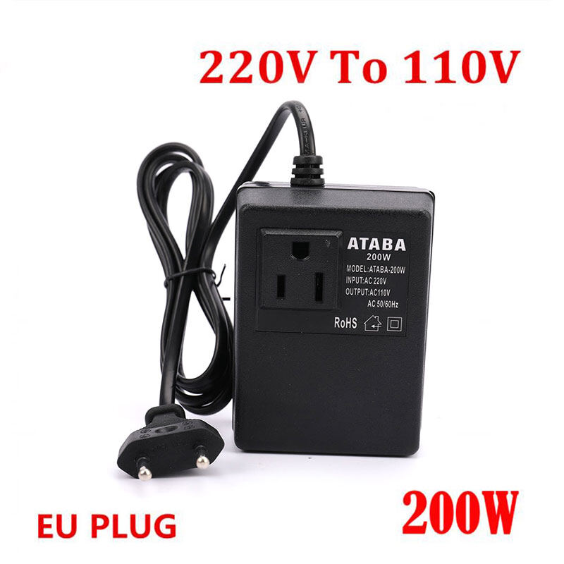 เลิศหม้อแปลงแรงดันไฟฟ้า220V เป็น110V 200W,อะแดปเตอร์ปลั๊ก EU สำหรับ ...