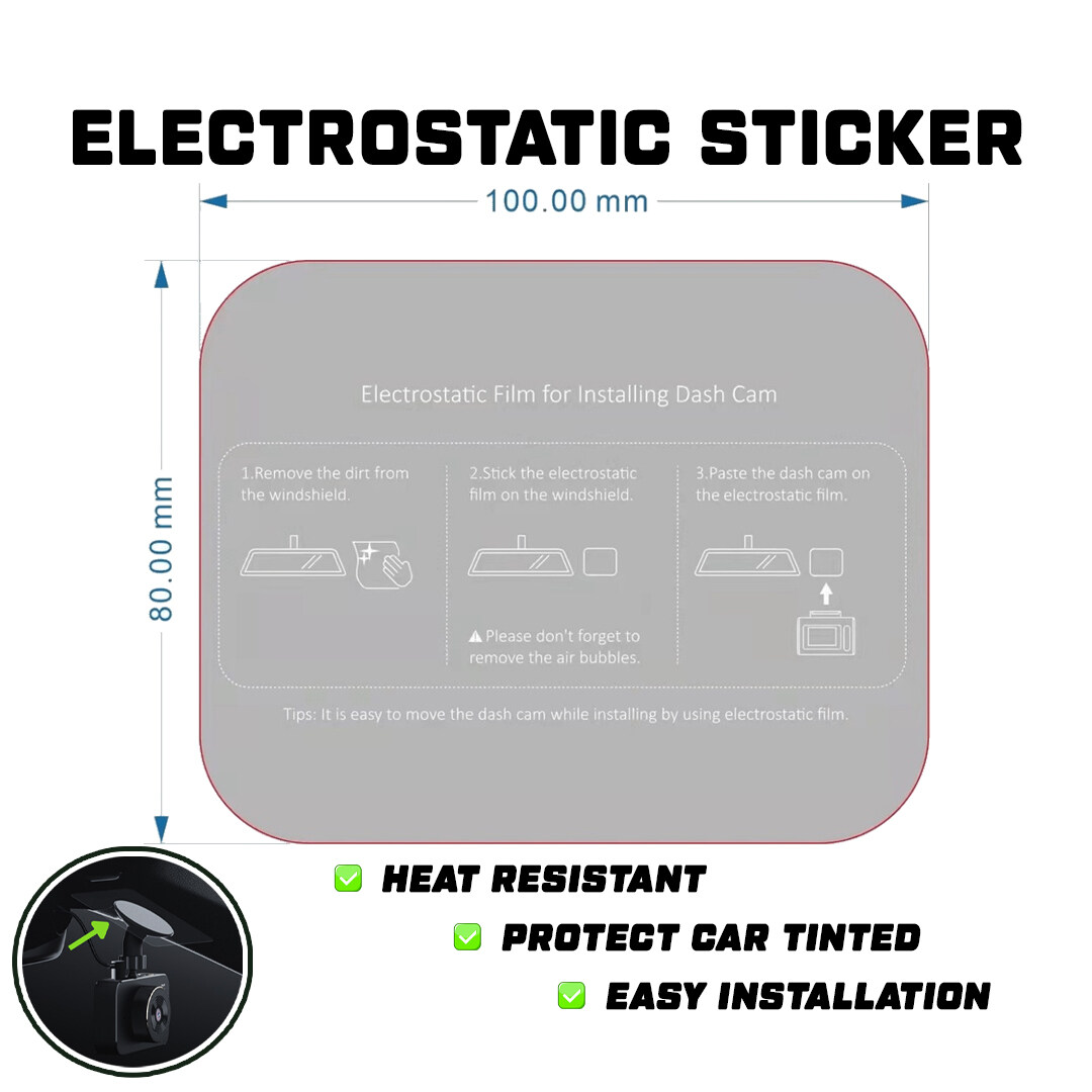 📋 Car DVR Dashcam Electrostatic Sticker Film Heat Resistant ...