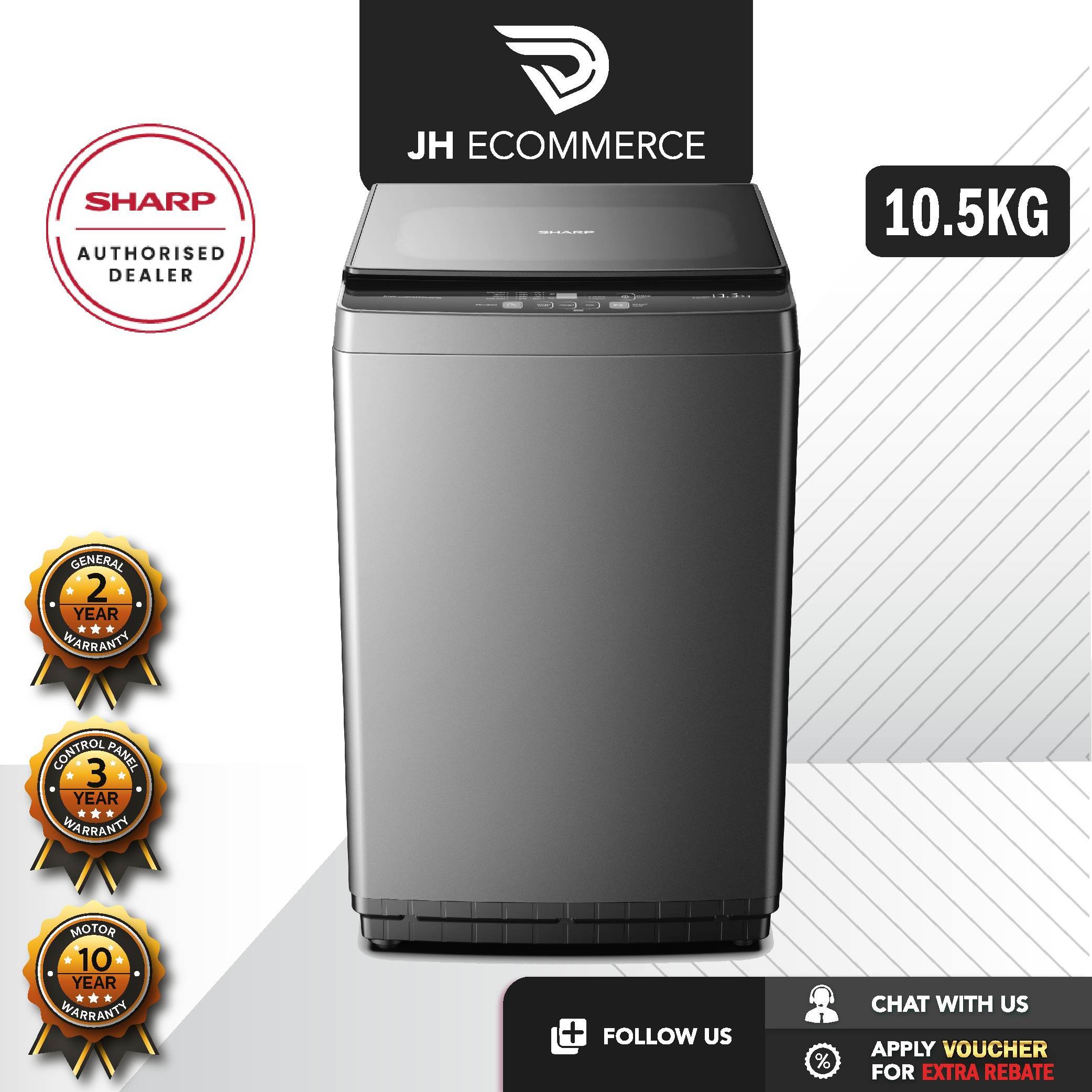 Sharp 10.5KG Full Auto Top Load Washing Machine ESX1021 | Washer ...