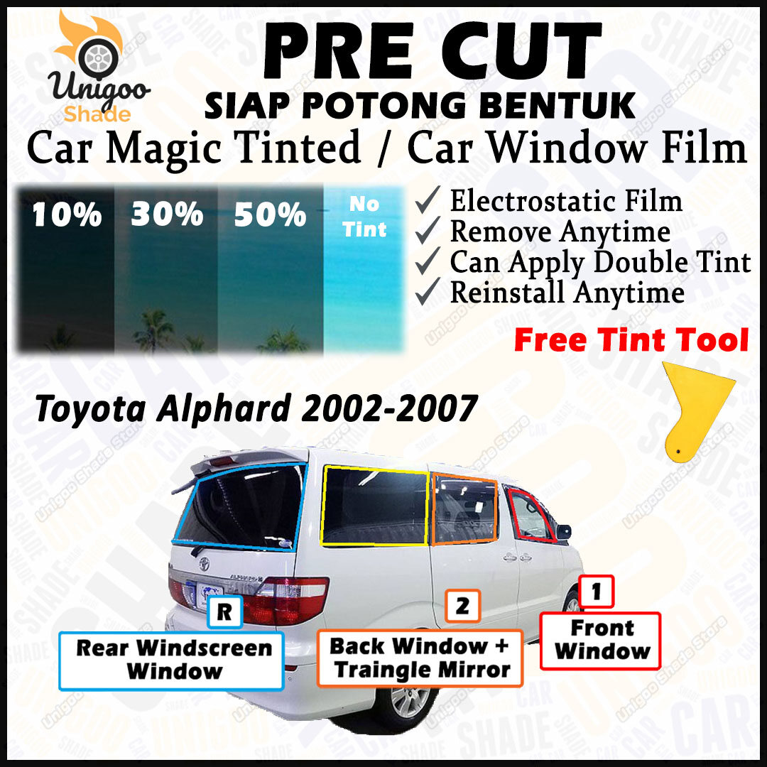 For Toyota Alphard 2002-2007 Magic Tinted Removeable and Reusable Car ...