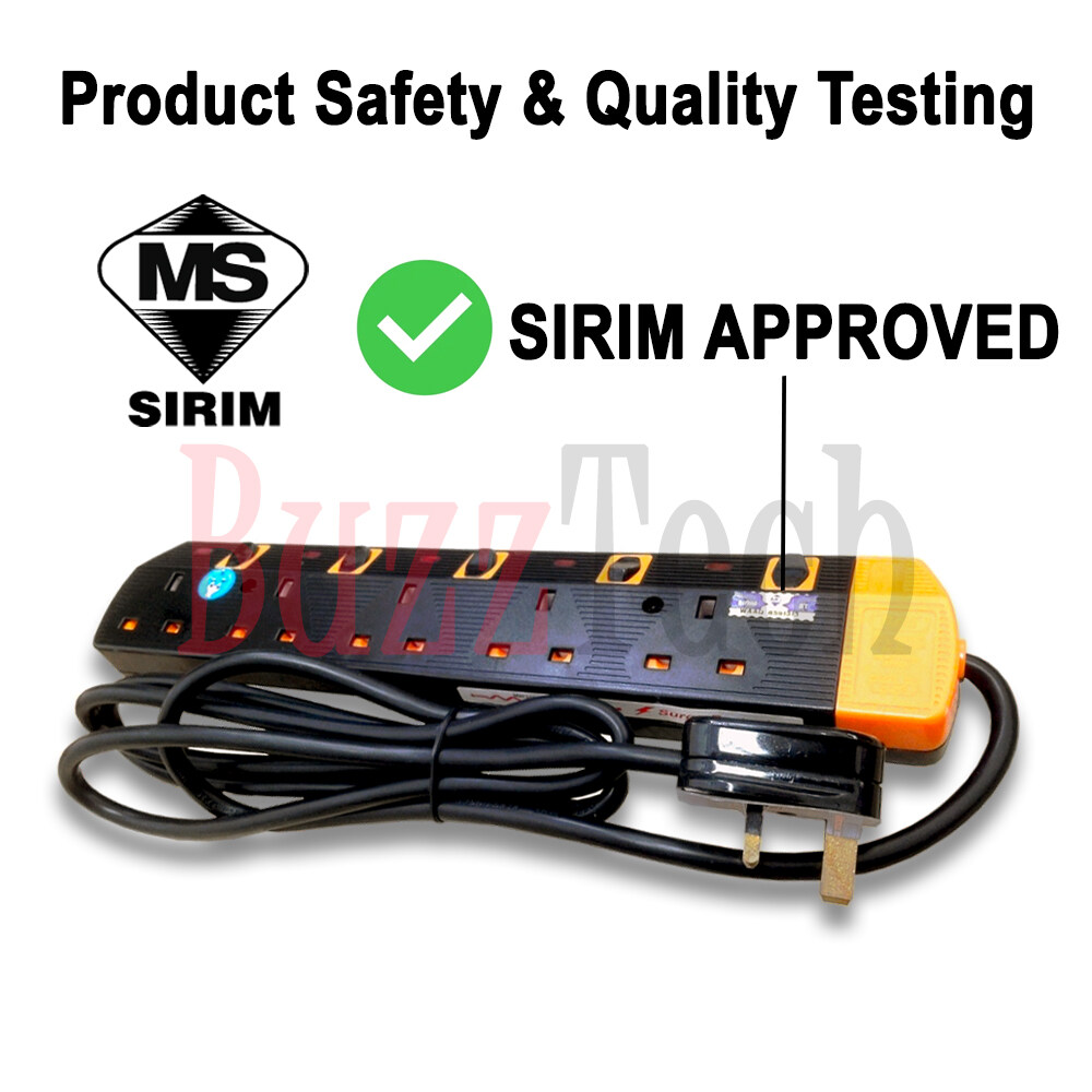 7star Sirim Approved 5 Way Extension Trailing Socket 2 Meter Surge Protector Full Copper Cable