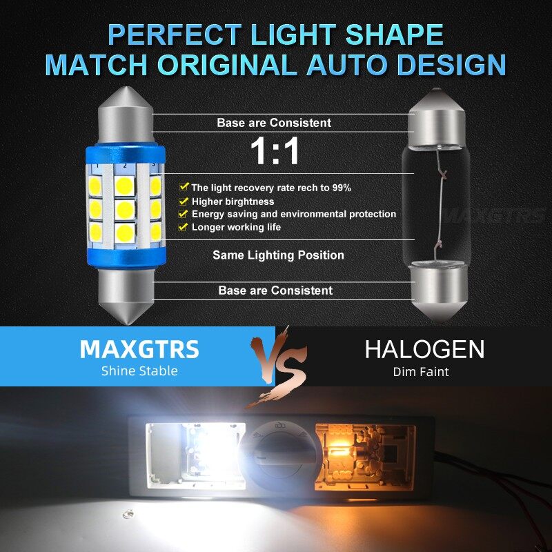 MAXGTRS 2x 12V 24V Festoon C5W C10W 3030 Chip Bulb Canbus 31mm/36mm/39mm/41mm Car LED Lamp ...