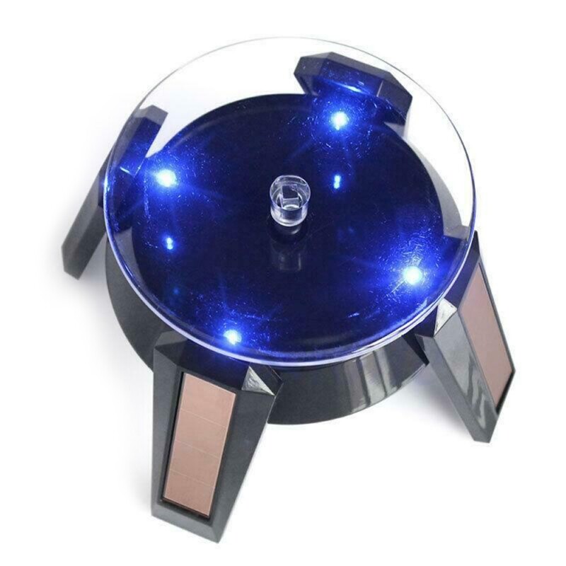 Solar Power 360 Degree Jewelry Rotating Display Stand Turn Table Plate ...