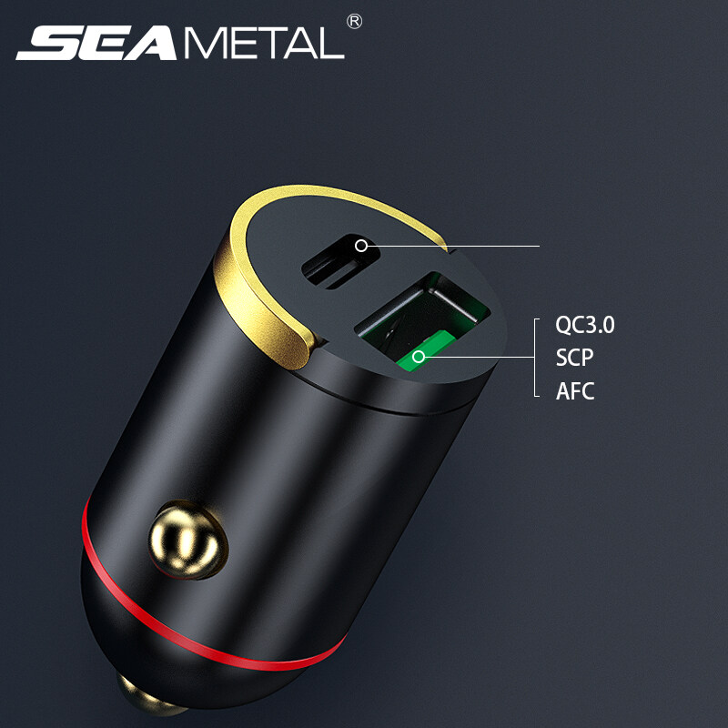 SEAMETAL Car Charger 100W Super Fast Charge USB Type-C Mini Dual Port ...