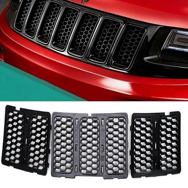 Car Black Front Grille Inserts Trim Mesh Kit for Jeep Grand Cherokee ...