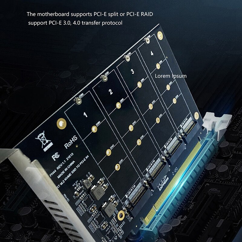 PCIE 4-Port M.2 NVEM SSD Expansion Card Computer Motherboard Solid ...