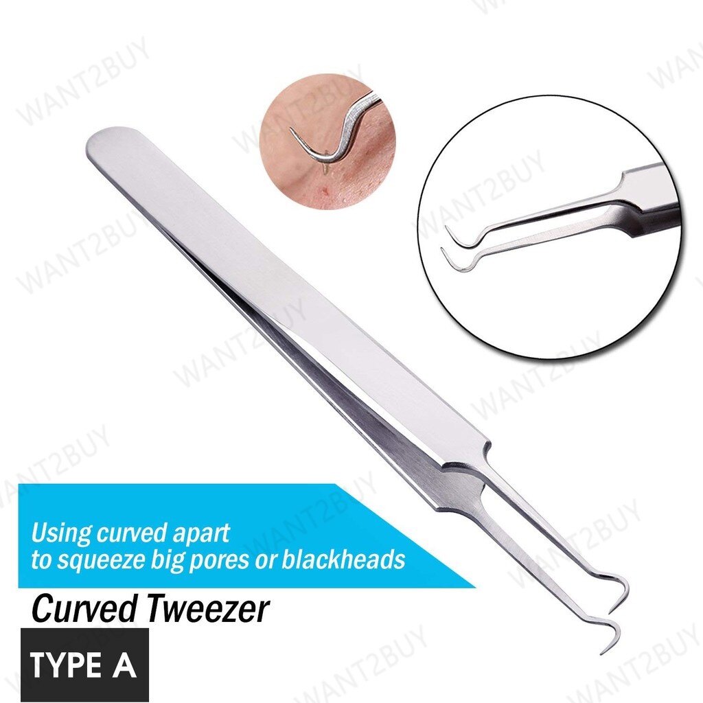 Stainless Steel Pimple Black Head Clip Acne Removal Needle Face Tweezer ...