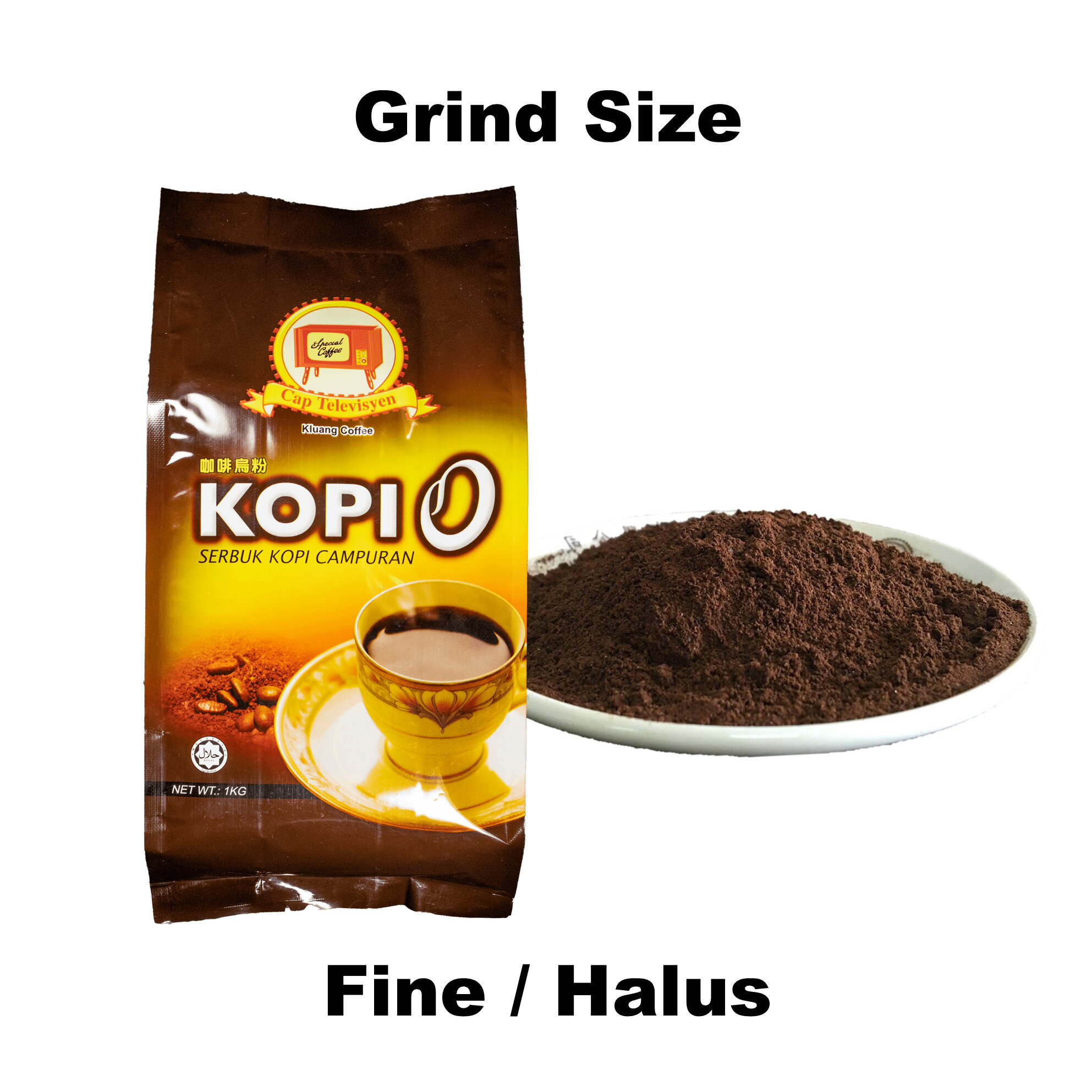 Kluang Black Coffee Cap Televisyen Kopi-O Powder Grade A2 (1kg x 1 pack ...