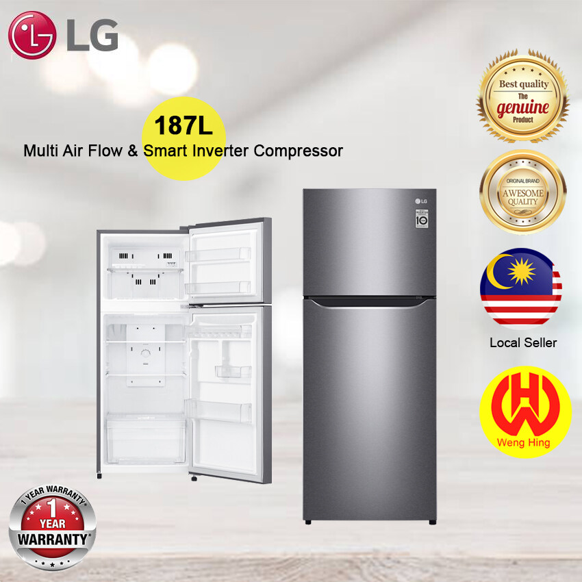 LG 187L Multi Air Flow & Smart Inverter Compressor Refrigerator GN-B202SQBB | Lazada