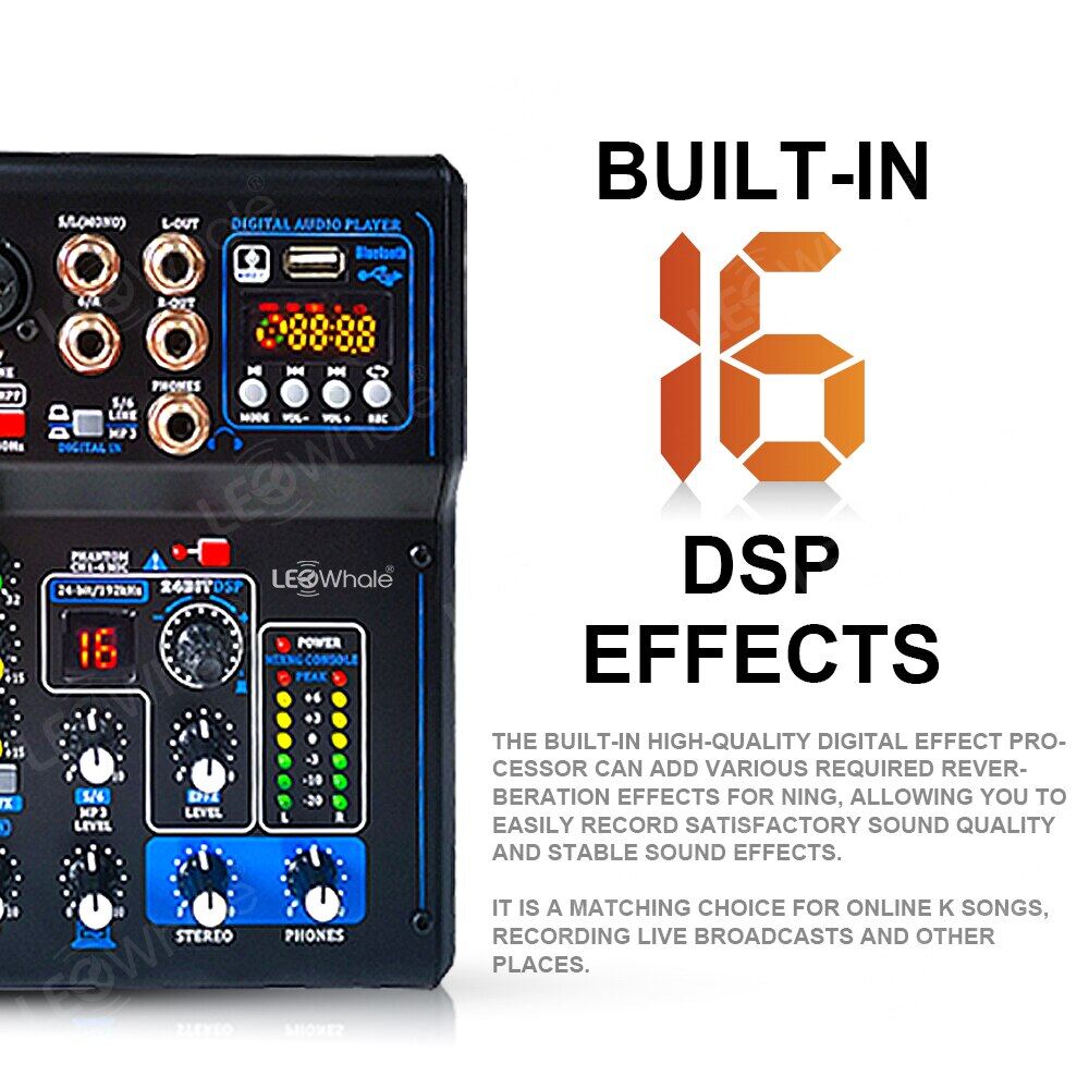 Professional Digital Mini 4 Channel Sound Card Mixer USB DJ Console ...