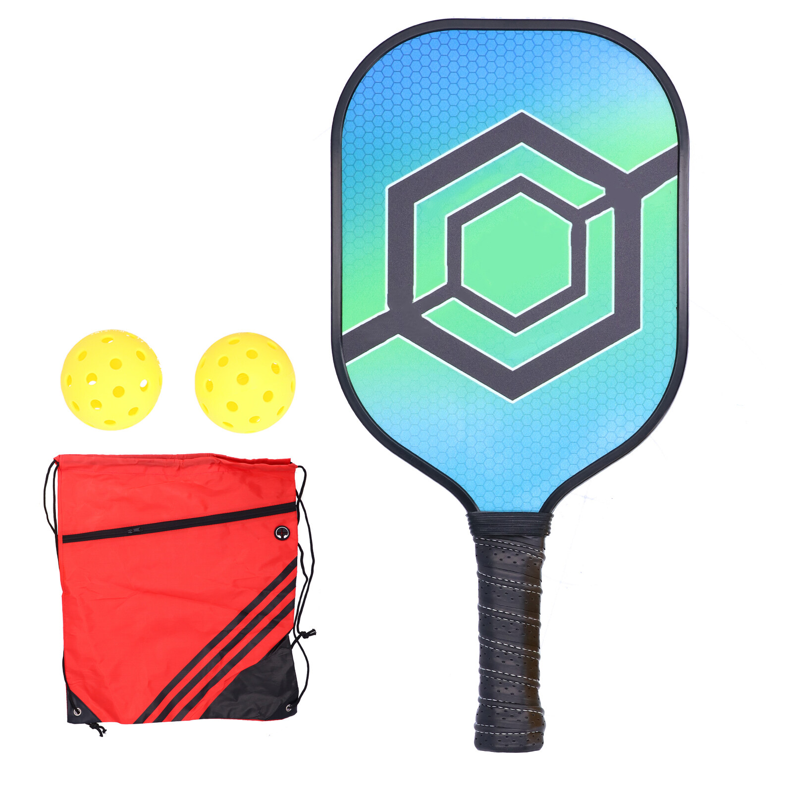 Pickleball Paddle and Ball Set Carbon Fiber Surface Pickle Ball Racket ...