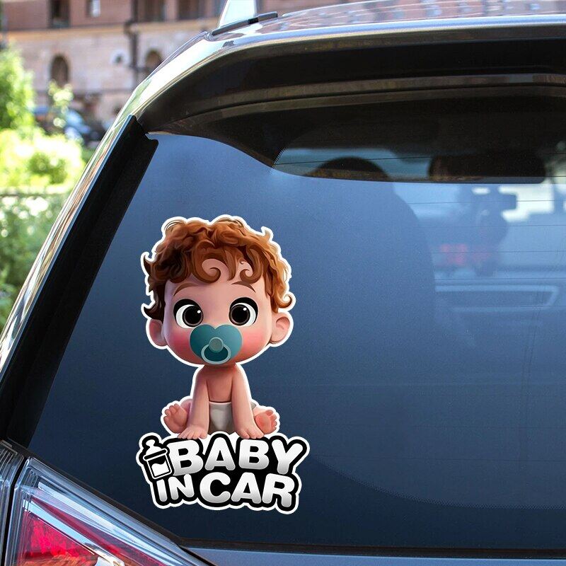 20976# Self-adhesive Vinyl Decal Boy Baby in Car Sticker Waterproof ...