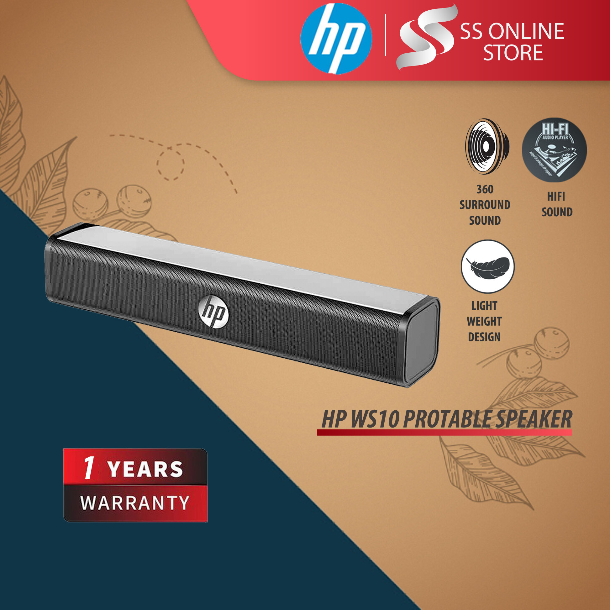 HP WS-10 WS10 Bluetooth Speaker USB Computer Speaker Home Speaker ...