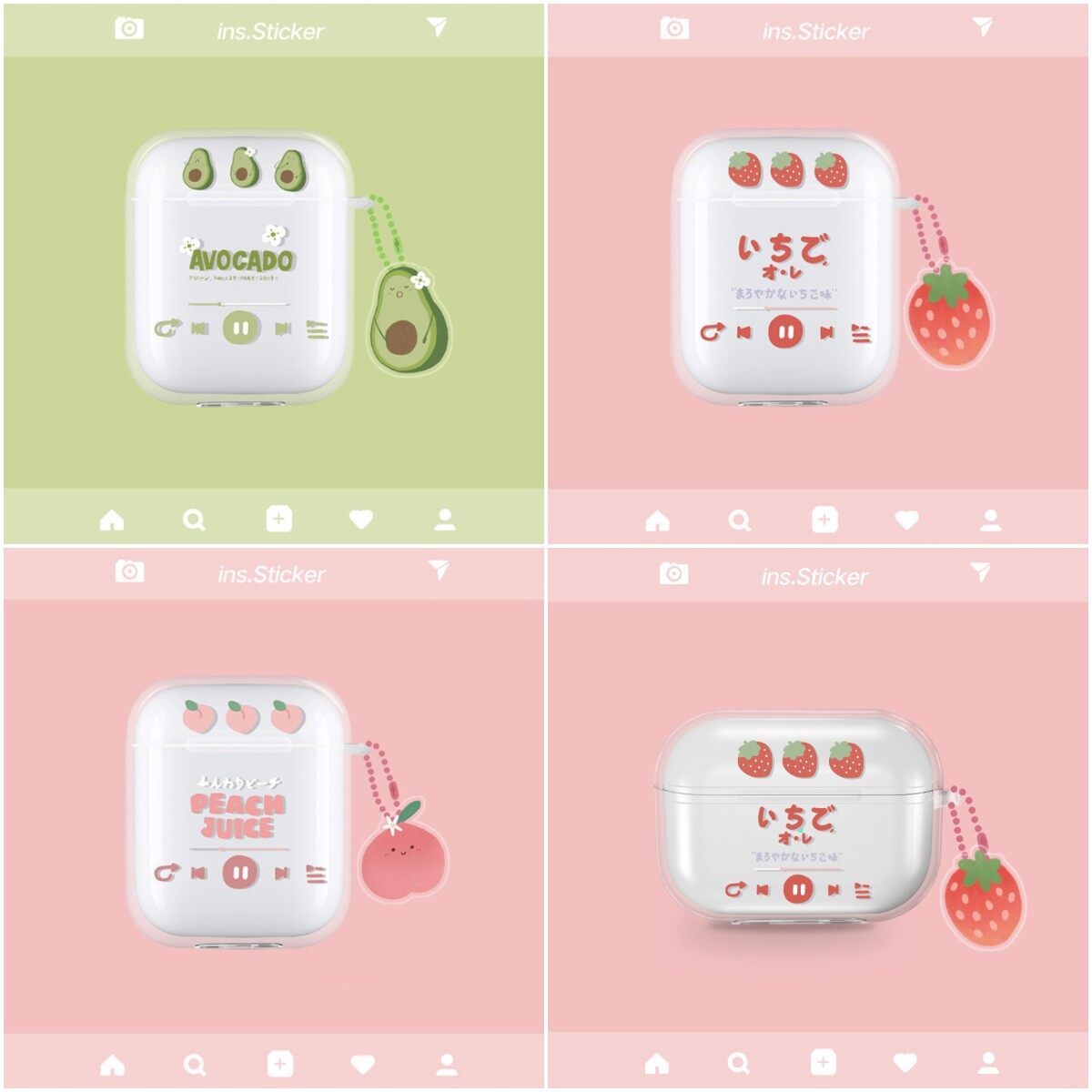 Transparent Soft Headphones Cases Avocado Design Bluetooth Wireless ...