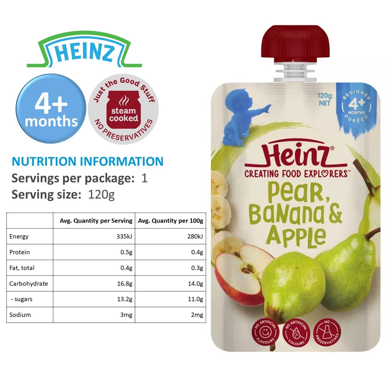 Heinz Baby Toddler Nature Organic Mixed Fruit & Vegetable Puree Pouch ...