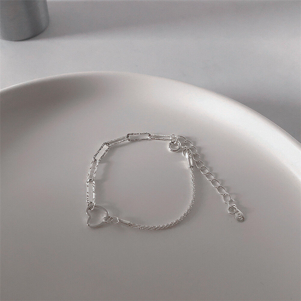 YWYK สร้อยข้อมือโซ่หัวใจความรักแบบเรียบง่าย,กำไลข้อมือคริสตัลแบบเฉพาะตัวสำหรับผู้หญิง ...