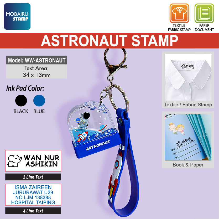 WaterWorld Stamp Keychain with Straps Flash/Pre-Ink Customized Name ...