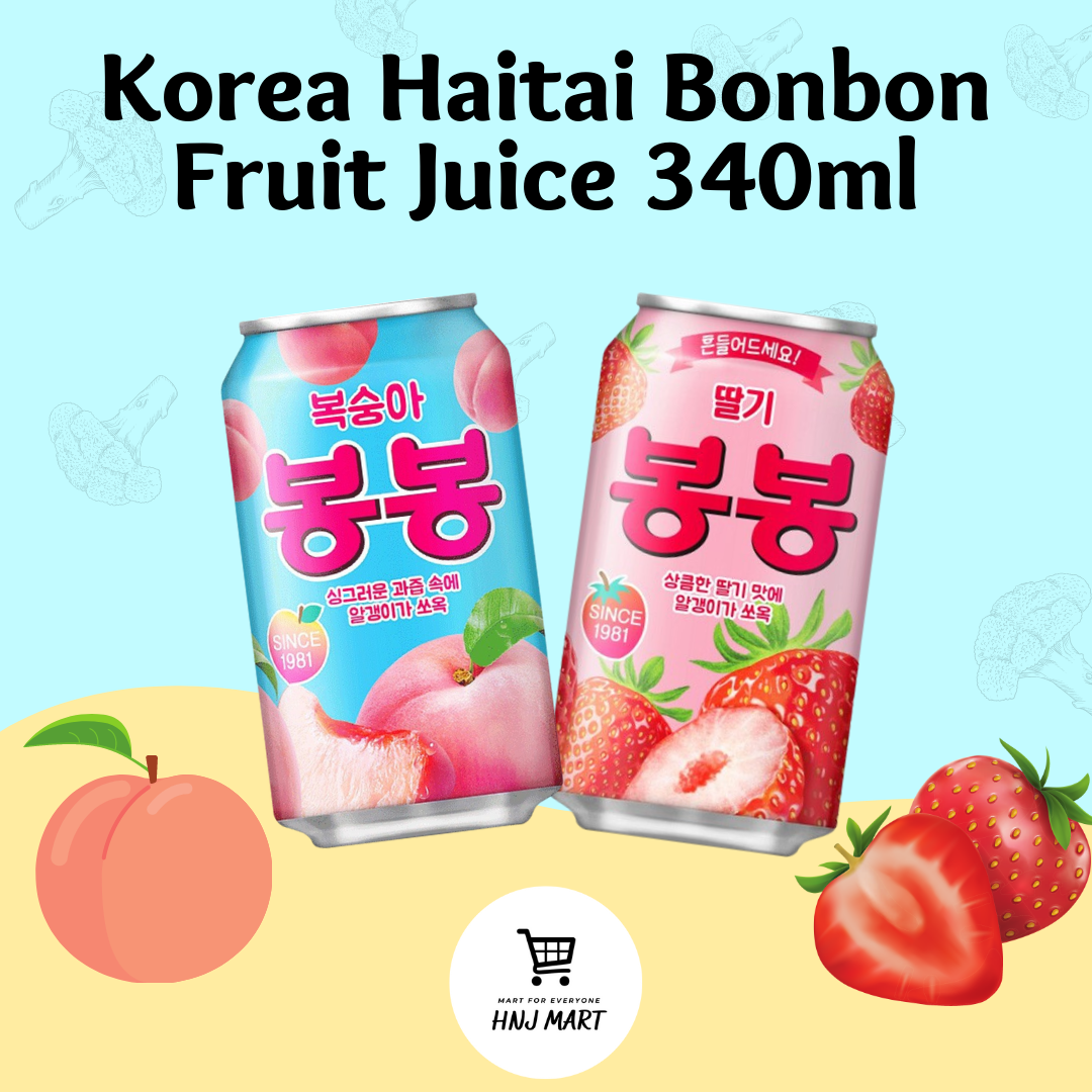 (Big Tin) Korea Haitai BonBon Peach Juice/Strawberry Juice | Lazada