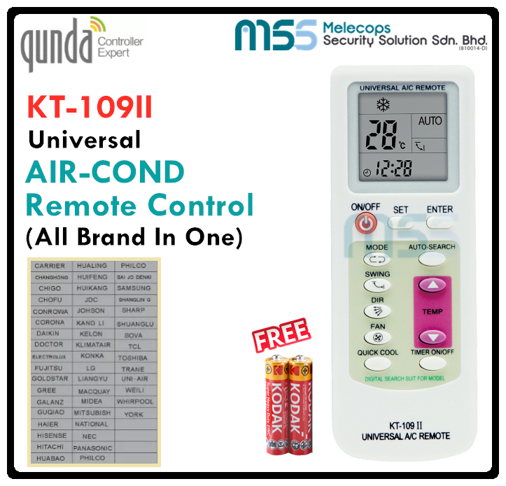 QUNDA Universal All Brand In 1 Aircond Remote Control (KT-109II) | Lazada