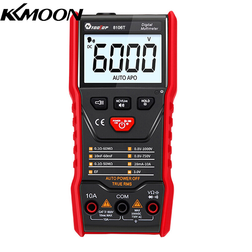 KKmoon TOOLTOP Handheld Digital Multimeter 6000 Counts Display AC/DC ...