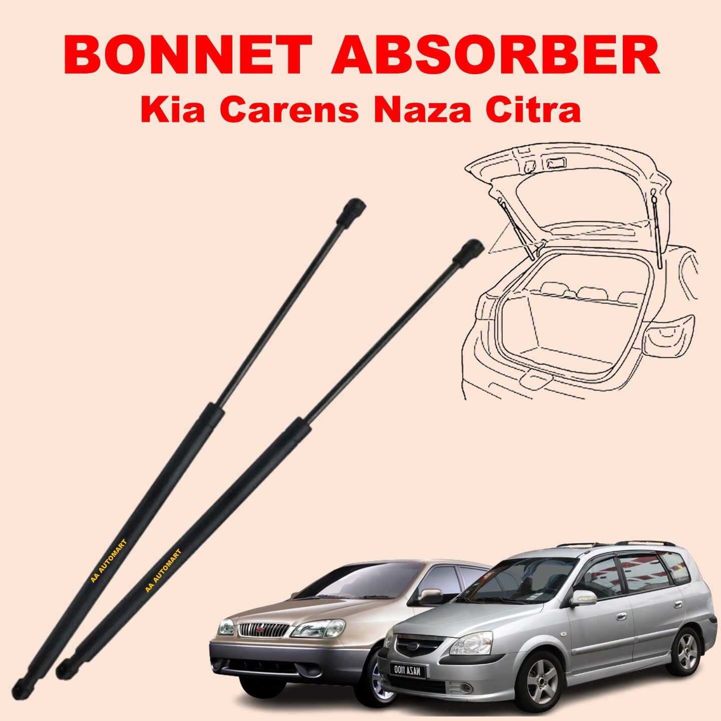 Warranty Kia Carens Naza Citra Rear Bonnet Damper Boot Absorber Gas ...