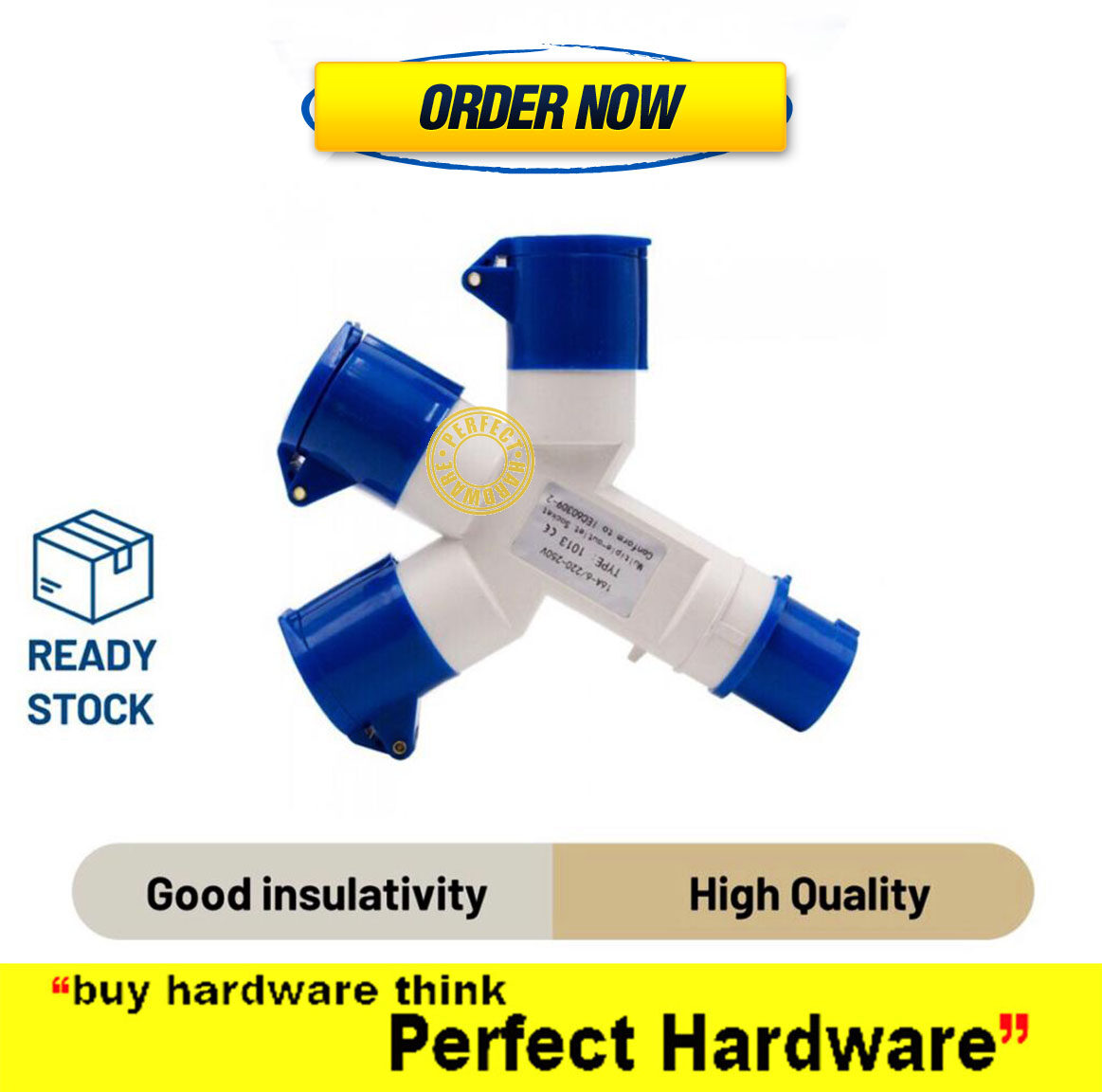 16AMP 3Way Plug 3Pin 240V Waterproof Industrial Core Socket /Multiple ...