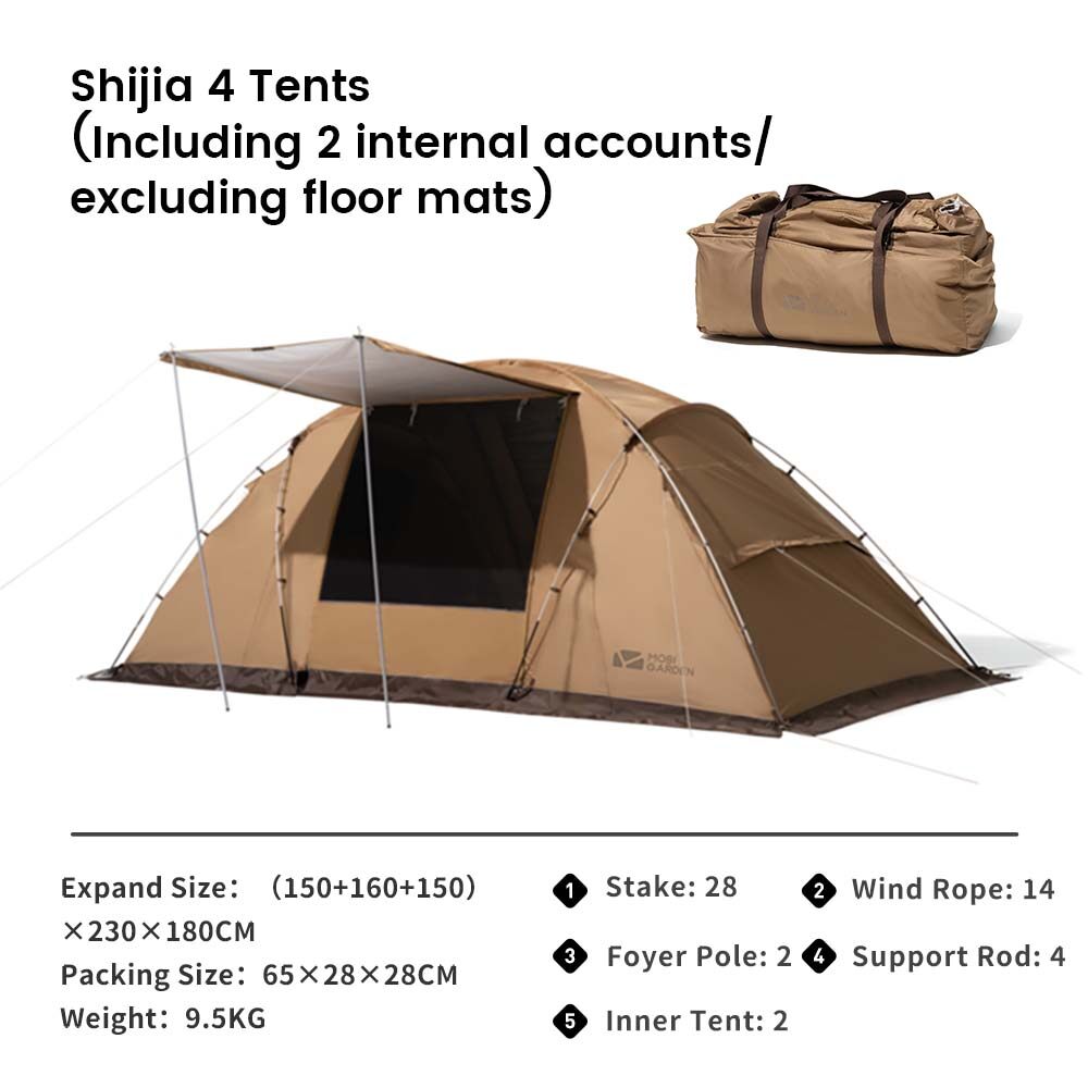 MOBI GARDEN Camping Family Tent Glamping Oxford Waterproof 4 Person Picnic Outdoor | Lazada PH