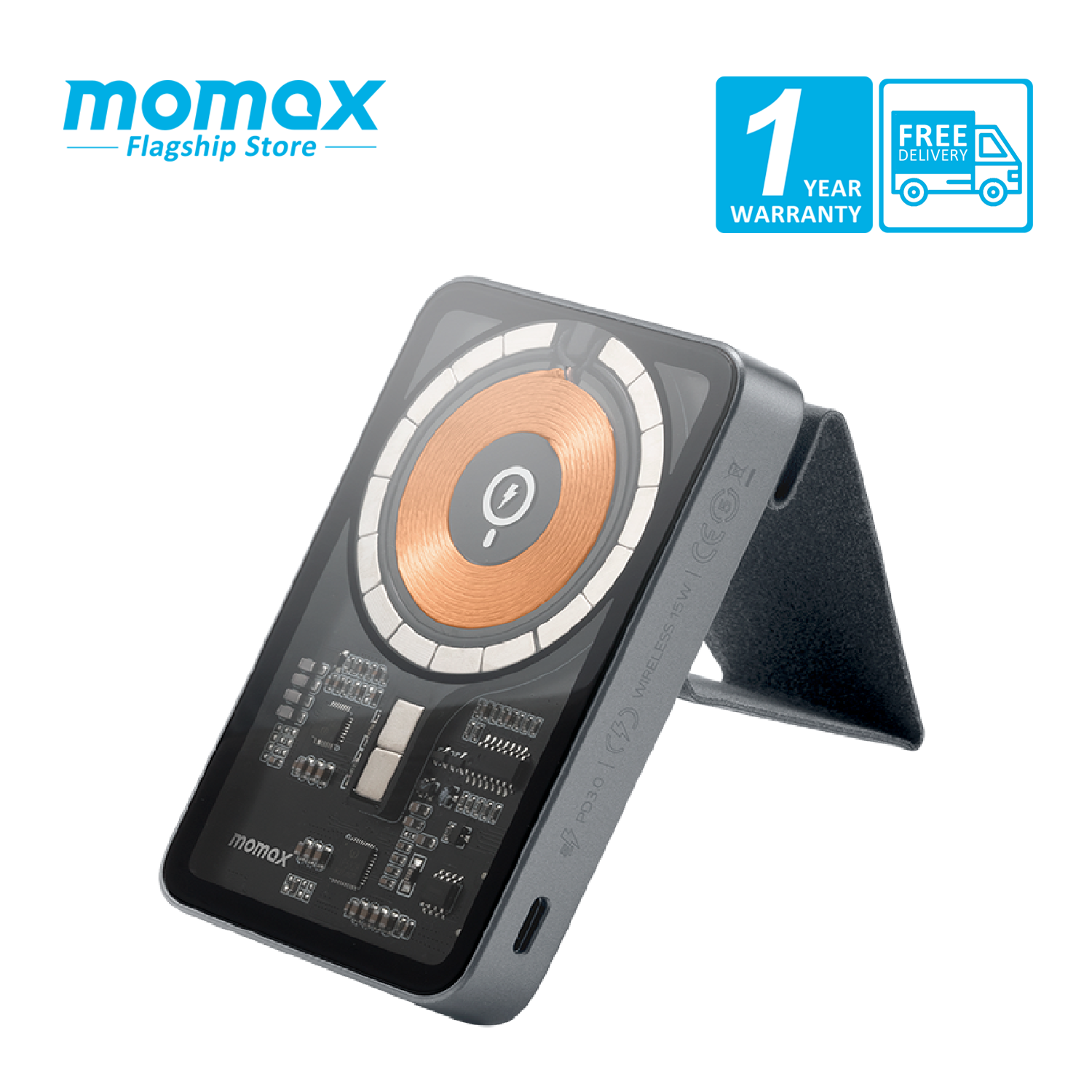 Momax IP108E Q.Mag Power 8 5000mAh Magnetic Wireless Battery Pack with ...