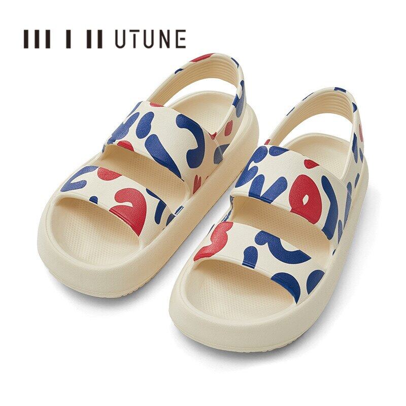 UTUNE Sandals For Women Summer Platform Shoes Outside Printing Beach ...