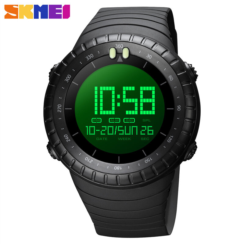 SKMEI ยี่ห้อ1992นาฬิกาสปอร์ทสำหรับผู้ชายผู้ชายแฟชั่น Digtal ไฟ LED แสดงผลนาฬิกาปลุกปฏิทิน Chrono ...