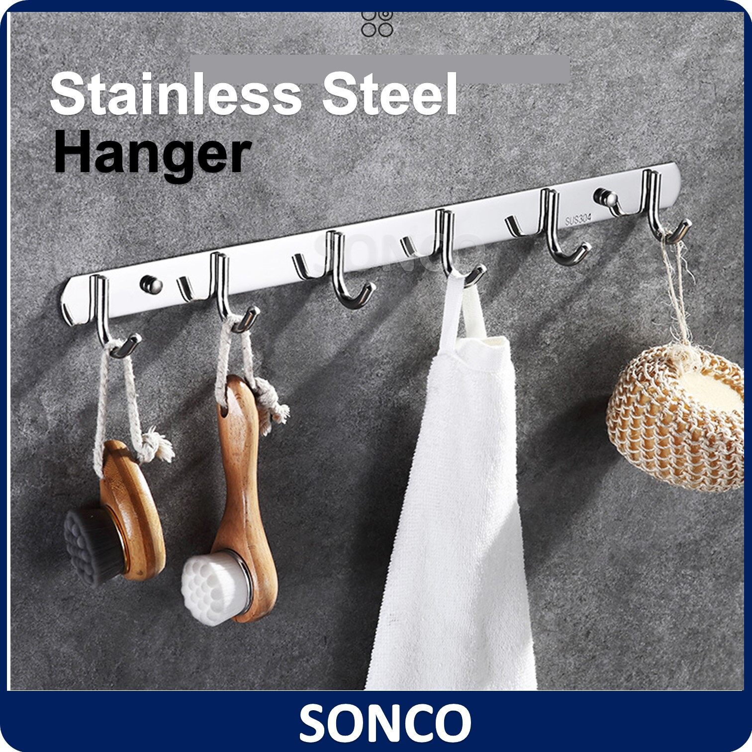 Stainless Steel Wall Mounted Clothes Hook Hanger Bedroom Bathroom TOWEL ...