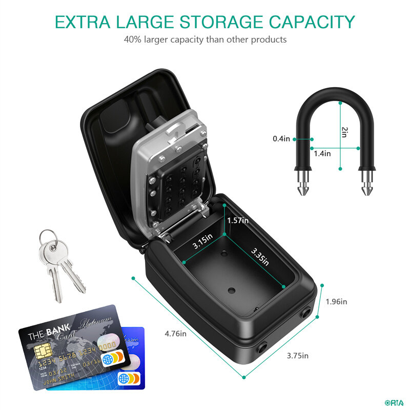 ORIA Security Key Lock Box Push Button Large Capacity Key Storage Box ...