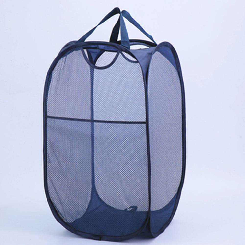 Steel Wire Mesh Foldable Storage Large Laundry Basket Home Portable ...