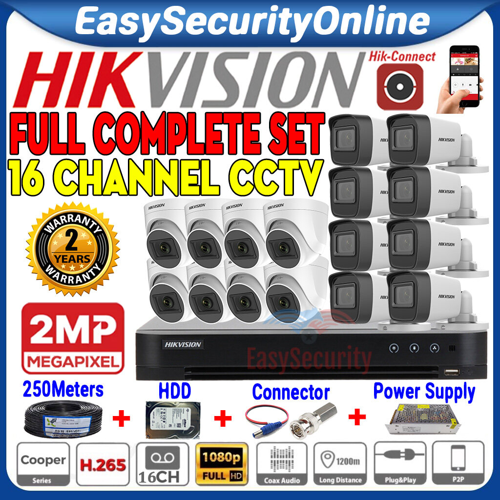 HIKVISION 2MP Full Set DIY 16-CHANNEL Full HD 1080P HIK CCTV 16CH DVR ...