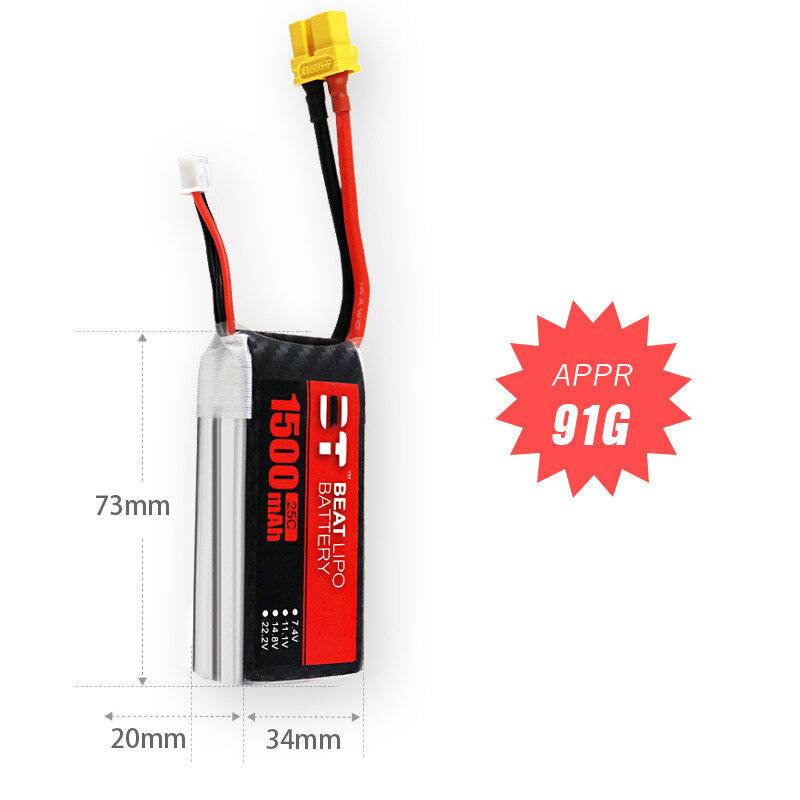 BTLIPO LiPo แบตเตอรี่ ปลั๊ก XT60 สำหรับ RC รถ รถบรรทุก เฮลิคอปเตอร์ 1500mAh 2S 7.4V 25C Lipo ...