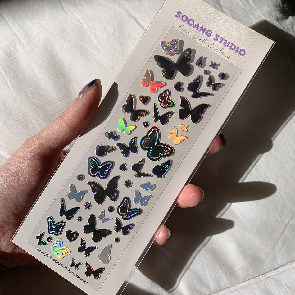 [SOOANG STUDIO] Night sky butterflies/Korean CUTE holographic Stickers ...